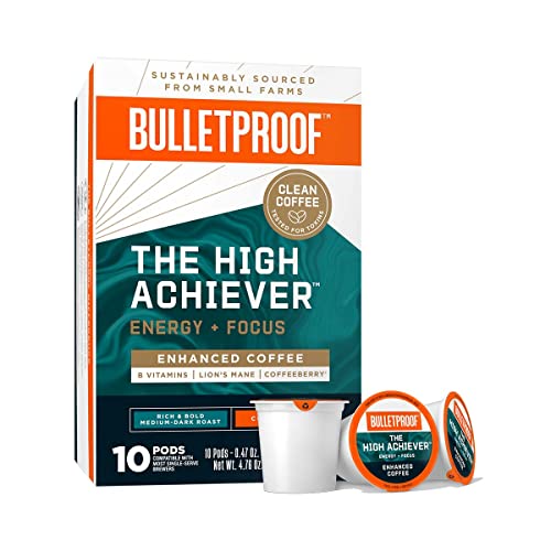 Bulletproof The High Achiever Pods, 10 count, Medium-Dark Roast Enhanced Coffee