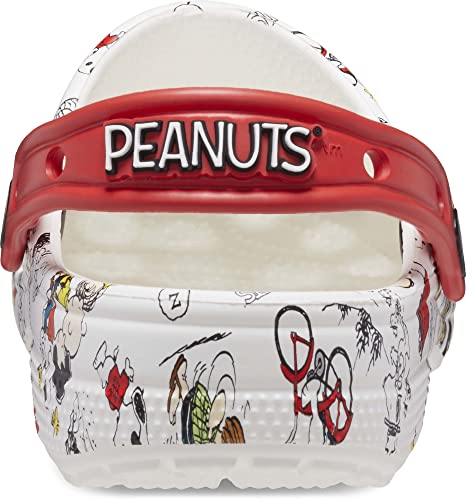 Crocs Unisex Classic Peanuts Snoopy Clogs, White/Multi, Numeric_11 US Men