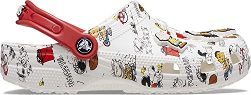 Crocs Unisex Classic Peanuts Snoopy Clogs, White/Multi, Numeric_11 US Men