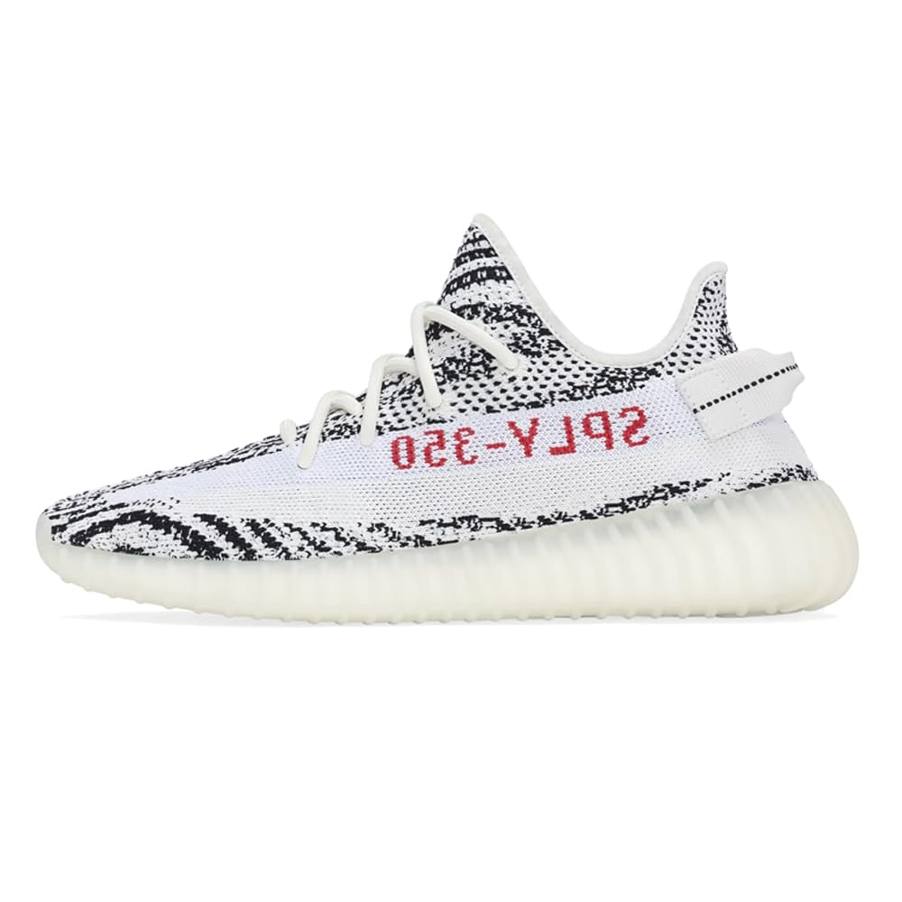adidas Mens Yeezy Boost 350 V2 Zebra White/Black-Red Fabric Size 8.5