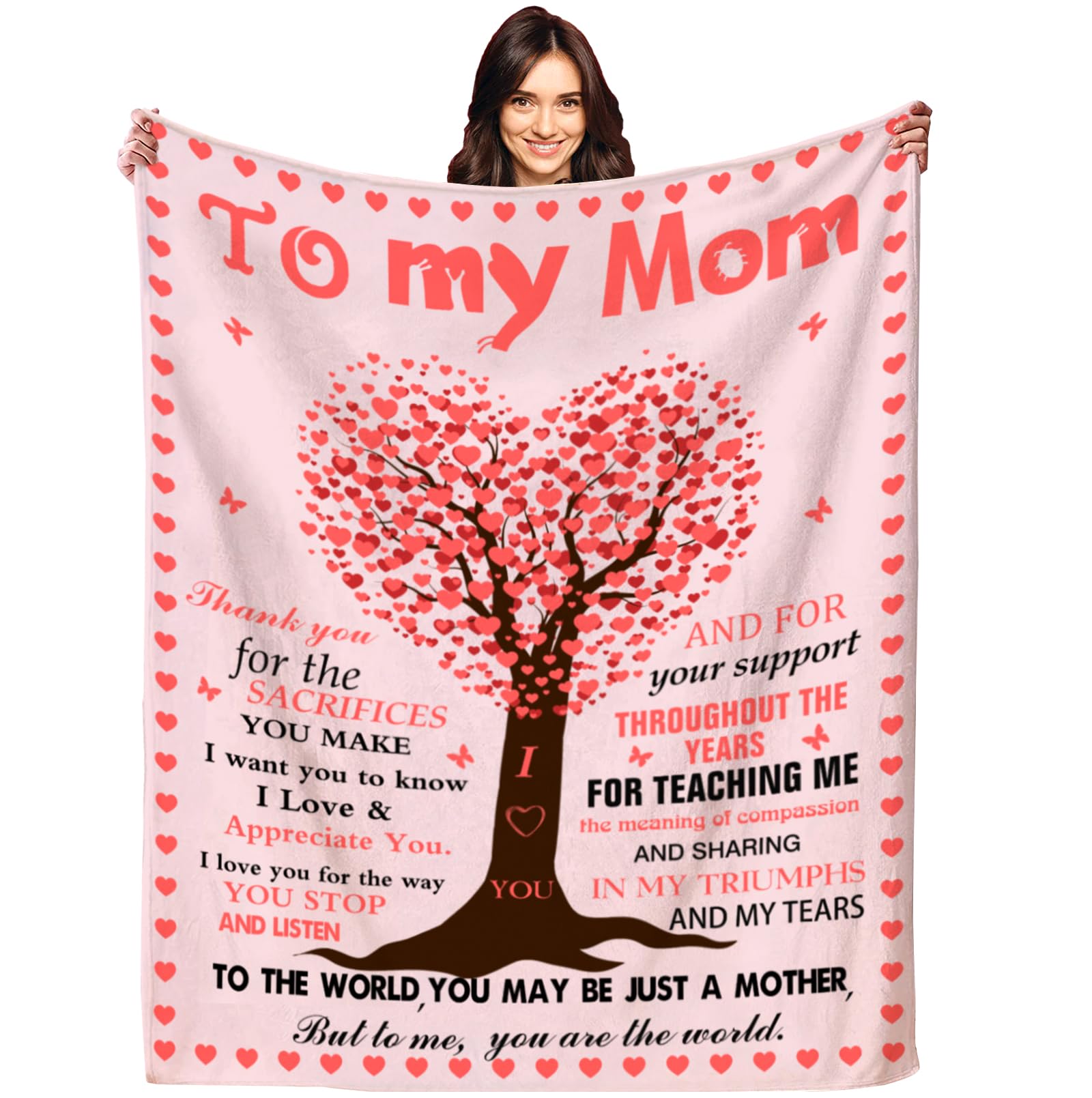 Mom Blanket from Daughter Son Mom Gifts I Love You Mom Blanket Birthday Gifts for Mothers Soft Cozy Warmer Fuzzy Bed Throw Blanket for Birthday Mothers Day Christmas 50"X40"