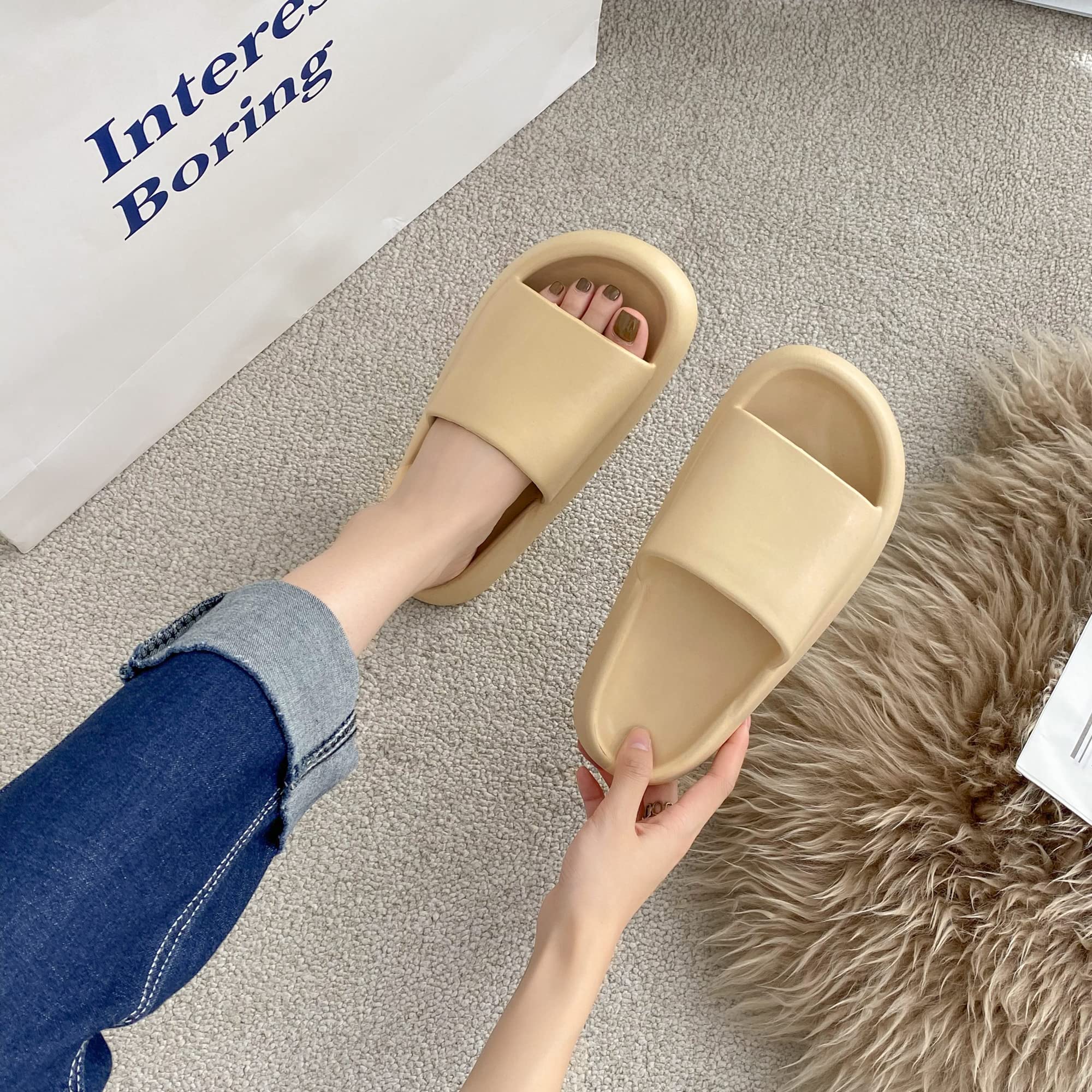 Cloud Slides for Men and Women, Comfy Lightweight Slippers, Thick Sole Anti-Slip Shower Slides Sandals Quick Drying Shoes for Indoor Outdoor