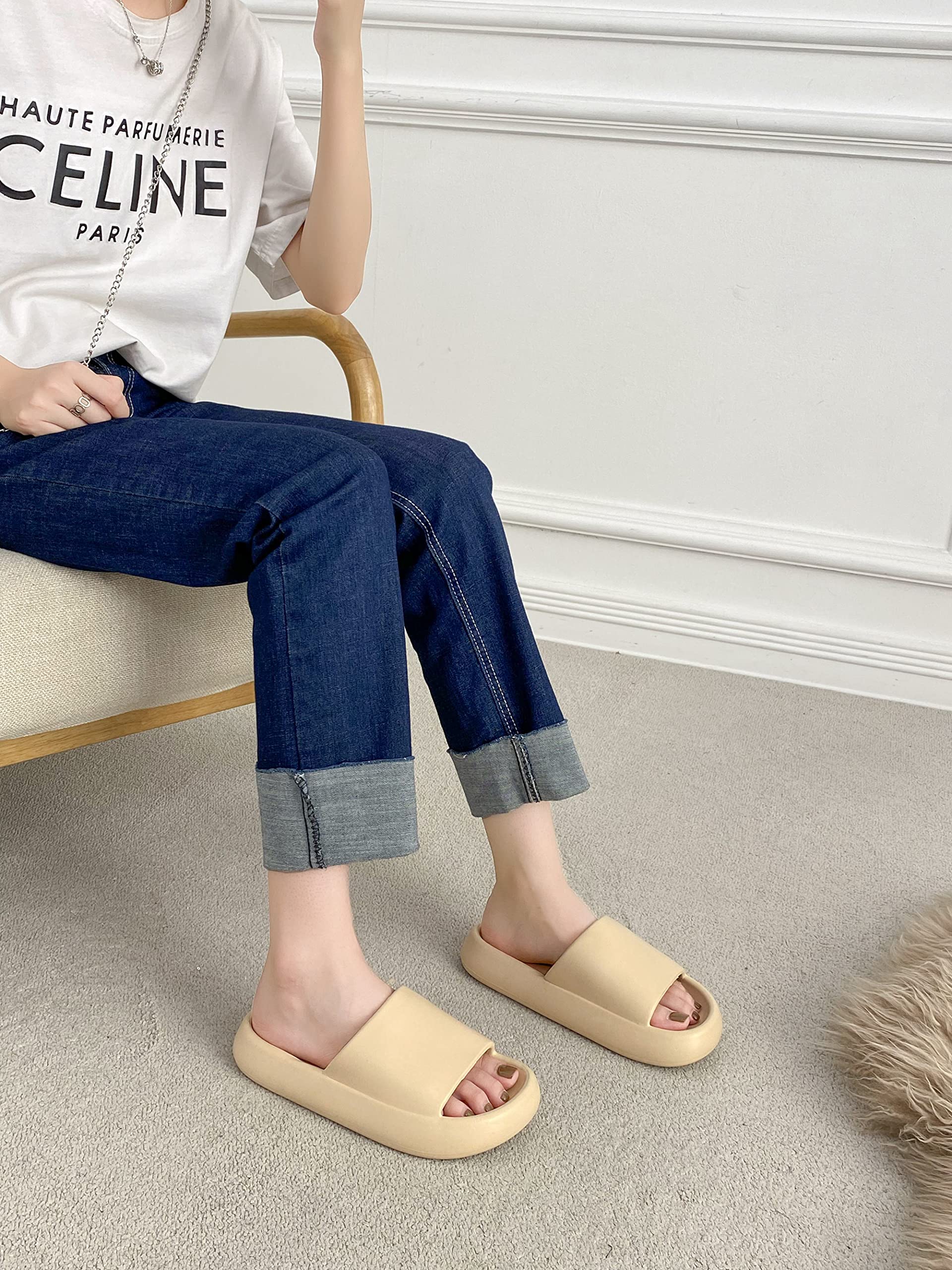 Cloud Slides for Men and Women, Comfy Lightweight Slippers, Thick Sole Anti-Slip Shower Slides Sandals Quick Drying Shoes for Indoor Outdoor