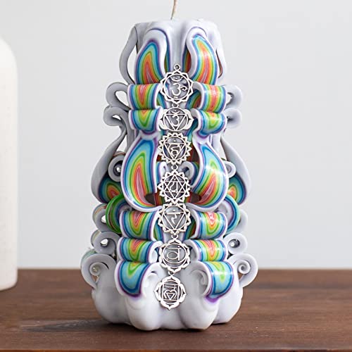 7 Chakra Candle Decor - Meditation Gifts for Women - Gift for Lover Yoga - Unique Candle Meditation Accessories (6.3 inches (16 cm))
