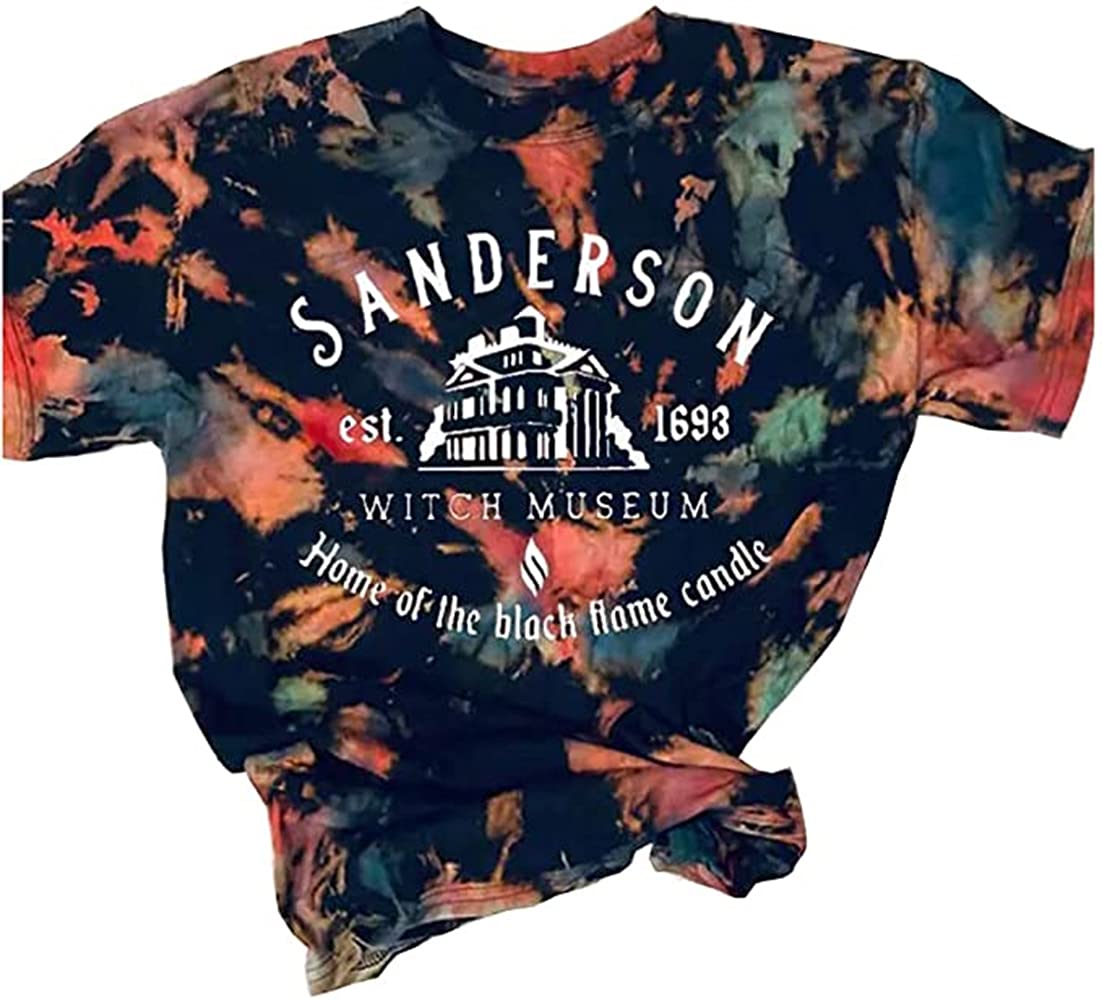 Sanderson Sisters Halloween Shirt Women Sanderson Bed and Breakfast Tee Hocus Pocus Funny Tshirt Fall Casual Shirt(Small,Tie Dye1)
