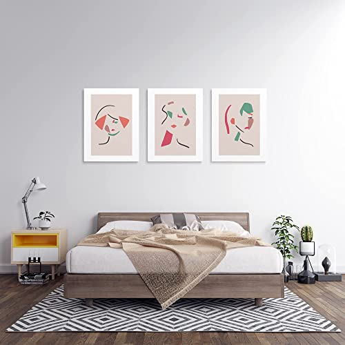 Canvas Wall Art Set, Minimalism Abstract Oil Painting Photo Modern Posters Prints for Home Wall Decor (Abstract31-3pcs,12×16inch-Black Frame)