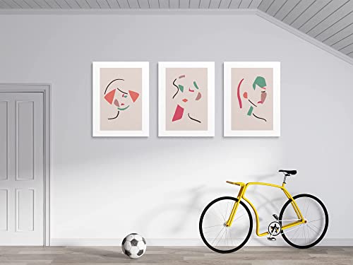 Canvas Wall Art Set, Minimalism Abstract Oil Painting Photo Modern Posters Prints for Home Wall Decor (Abstract31-3pcs,12×16inch-Black Frame)