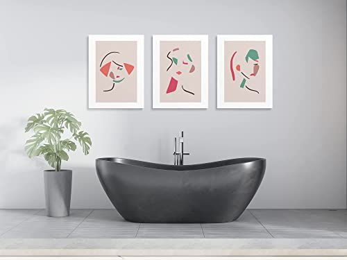 Canvas Wall Art Set, Minimalism Abstract Oil Painting Photo Modern Posters Prints for Home Wall Decor (Abstract31-3pcs,12×16inch-Black Frame)