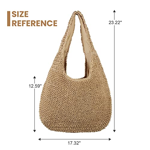 Freie Liebe Straw Tote Bag for Women Large Beach Bag Summer Woven Shoulder Handbags