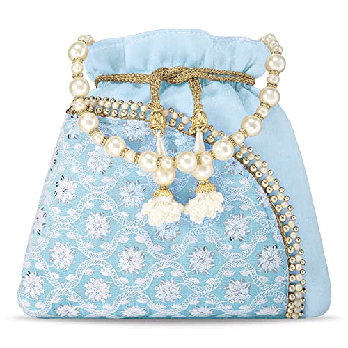 Aheli Potli Bags for Women Evening Bag Clutch Ethnic Bride Purse with Drawstring (P39SB)