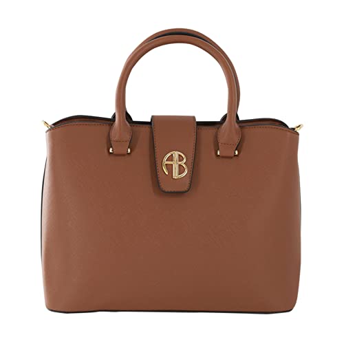 Alexis Bendel Women’s Saffiano Leather Triple Entry Top Handle Satchel Handbag W/Optional Crossbody Strap