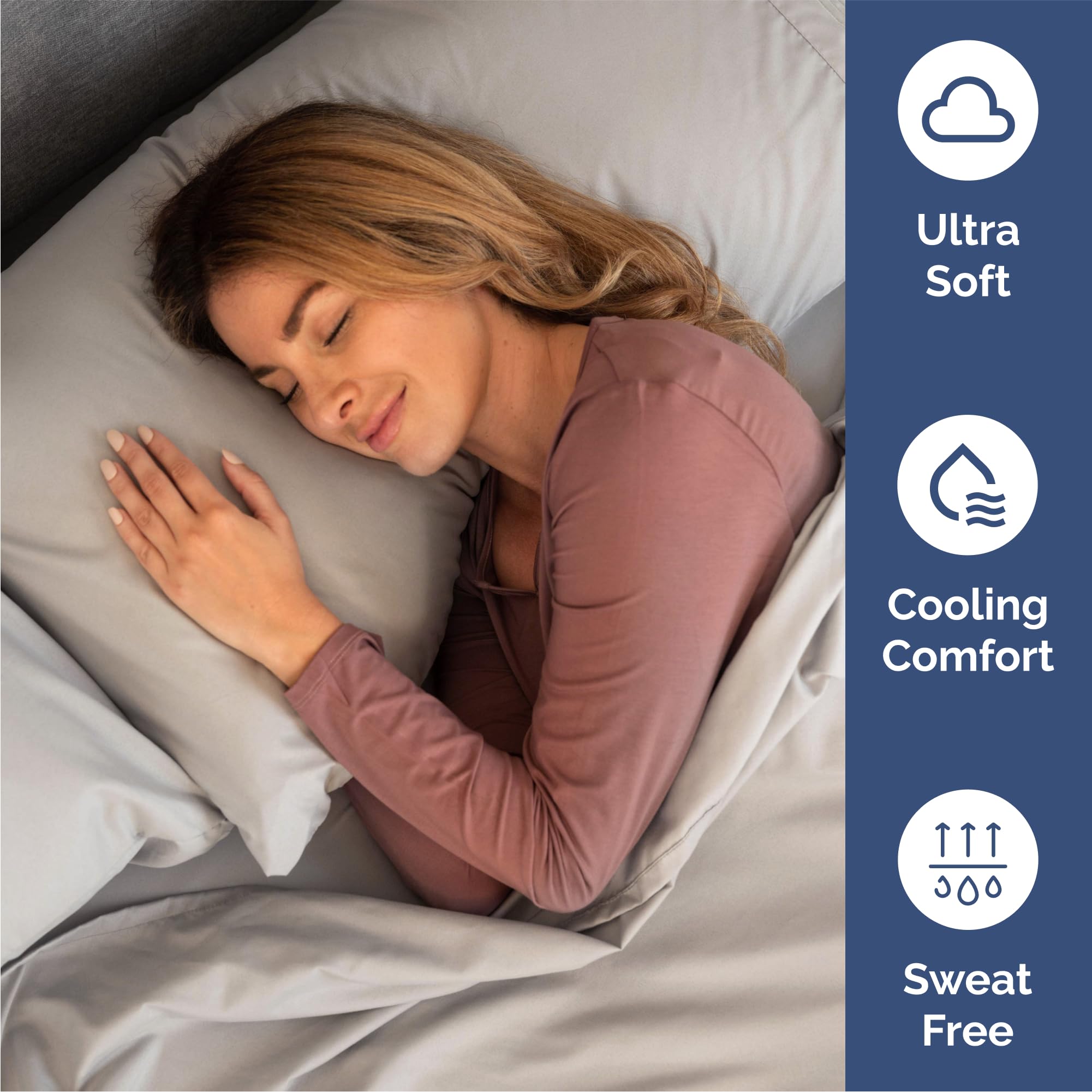 Queen Size 4 Piece Sheet Set - Comfy Breathable & Cooling Bed Sheets Set - Hotel Luxury Bedding for Women, Men, Kids & Teens - Deep Pockets, Easy-Fit, Super Soft & Wrinkle Free - Oeko-Tex - Light Grey
