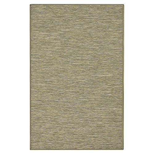 Ottomanson Machine Washable Tonal Design Jute Back 2x3 Reversible Indoor/Outdoor Area Rug for Patio, Living Room, Bedroom, Office, Dining Room, 2' x 3', Green