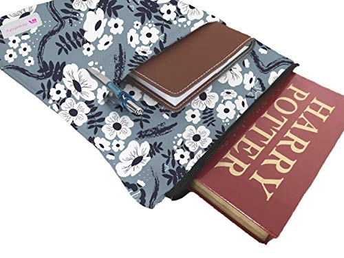 White Flowers Book Sleeve - Book Cover for Hardcover and Paperback - Book Lover Gift - Notebooks and Pens Not Included