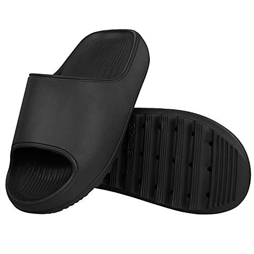 Leisurely Pace Cloud Slides for Women Men Squishy Pillow Sandals Lightweight Shower Shoes Summer Slippers with Comfort Black 7-8 Women/5.5-6.5 Men