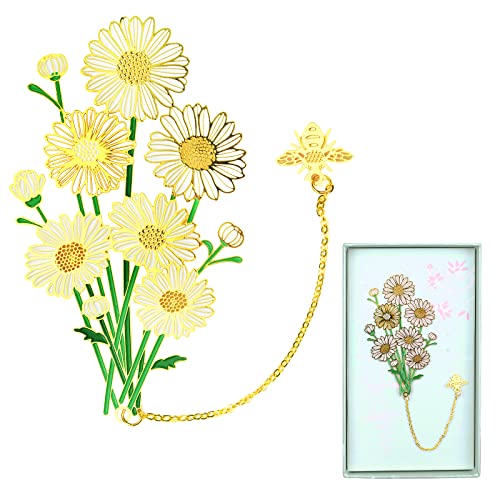 Fantasyon Daisy Metal Bookmark for Book Lovers Teacher's Day Anniversary Christmas Birthday Graduation Valentine's Day Gifts for Women Girl Readers Book Markers