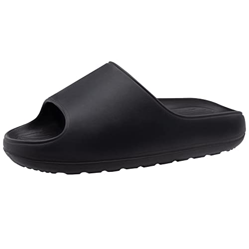 Leisurely Pace Cloud Slides for Women Men Squishy Pillow Sandals Lightweight Shower Shoes Summer Slippers with Comfort Black 7-8 Women/5.5-6.5 Men