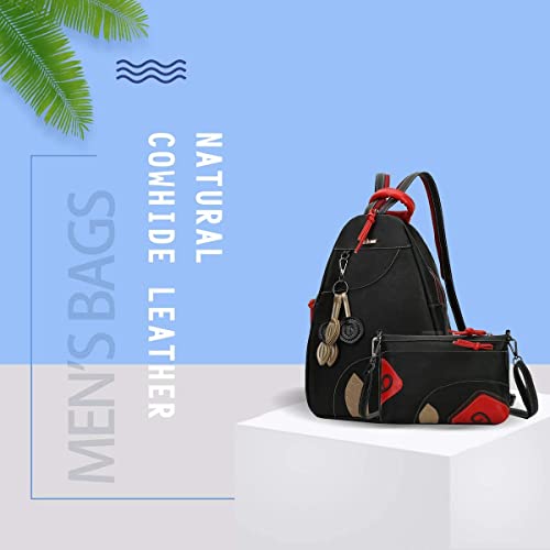 Eshow Small Backpack Purse for Women PU Leather Women's Backpack 2 Way Convertible Casual School Backpacks Hobo Handbag-2 Pcs