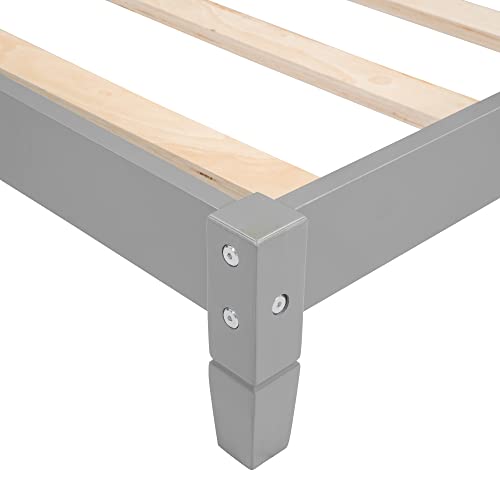 Full Size Daybed Wood Sofa Bed, LostCat Sofa Bed Frame with Wood Slat Support Solid Wood Full Size Daybed Wood Day Bed Frame for Adults Bedroom Living Room, No Box Spring Required, Gray