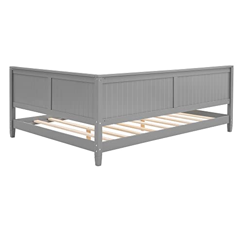 Full Size Daybed Wood Sofa Bed, LostCat Sofa Bed Frame with Wood Slat Support Solid Wood Full Size Daybed Wood Day Bed Frame for Adults Bedroom Living Room, No Box Spring Required, Gray
