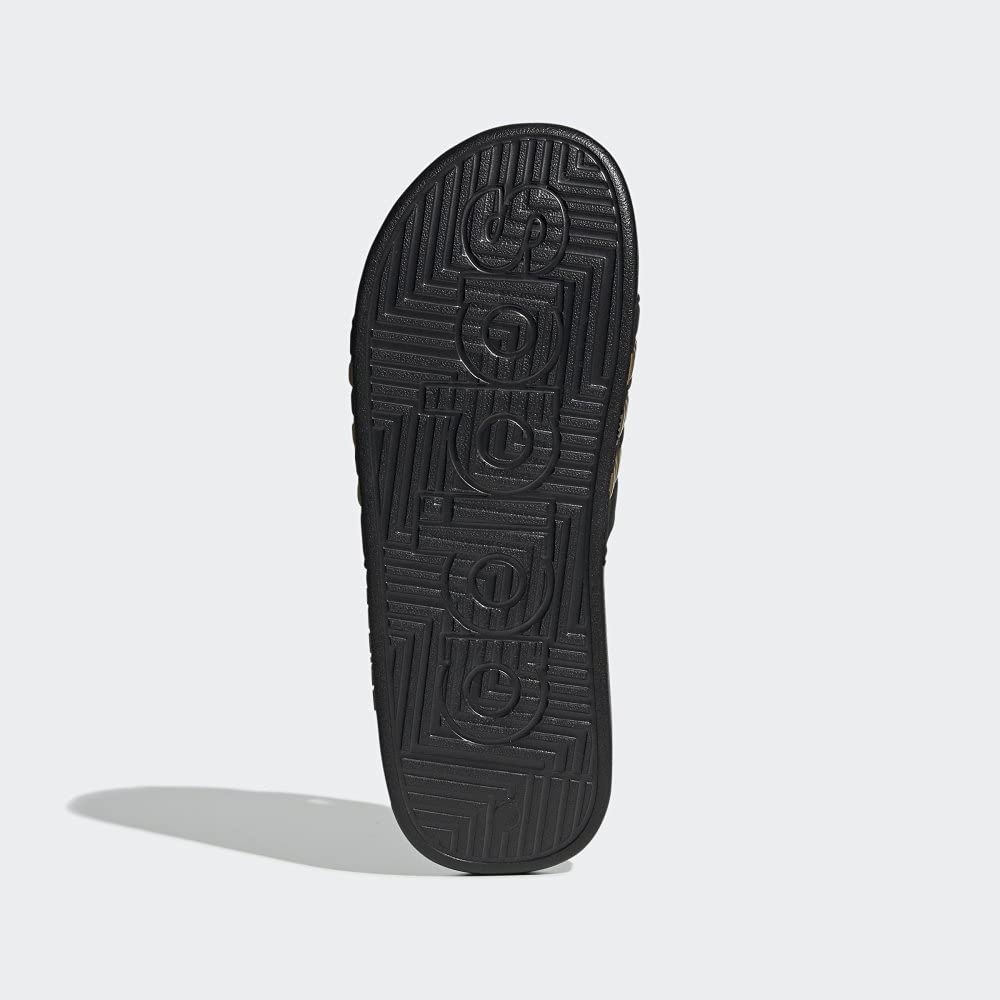 adidas Unisex Adissage Slides Sandal, Black/Gold Metallic/Black, 7 US Men