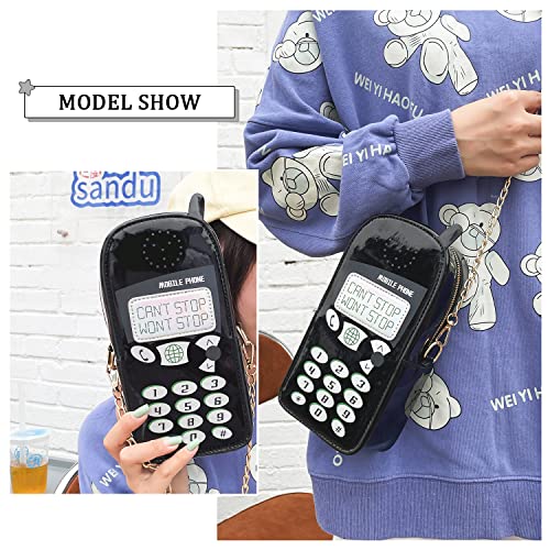 KUANG! Women Cute Digital Mobile Phone Shaped Shoulder Bag Funny Crossbody Bag Pu Messenger Chain Purse for Girls