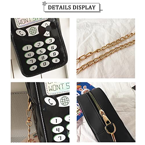 KUANG! Women Cute Digital Mobile Phone Shaped Shoulder Bag Funny Crossbody Bag Pu Messenger Chain Purse for Girls