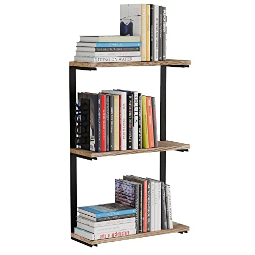 Wallniture Tivoli 3-Tier Floating Shelves Wall Bookshelf Living Room Decor Bathroom Organizer, Kitchen Organization & Office Decor Burnt Finish