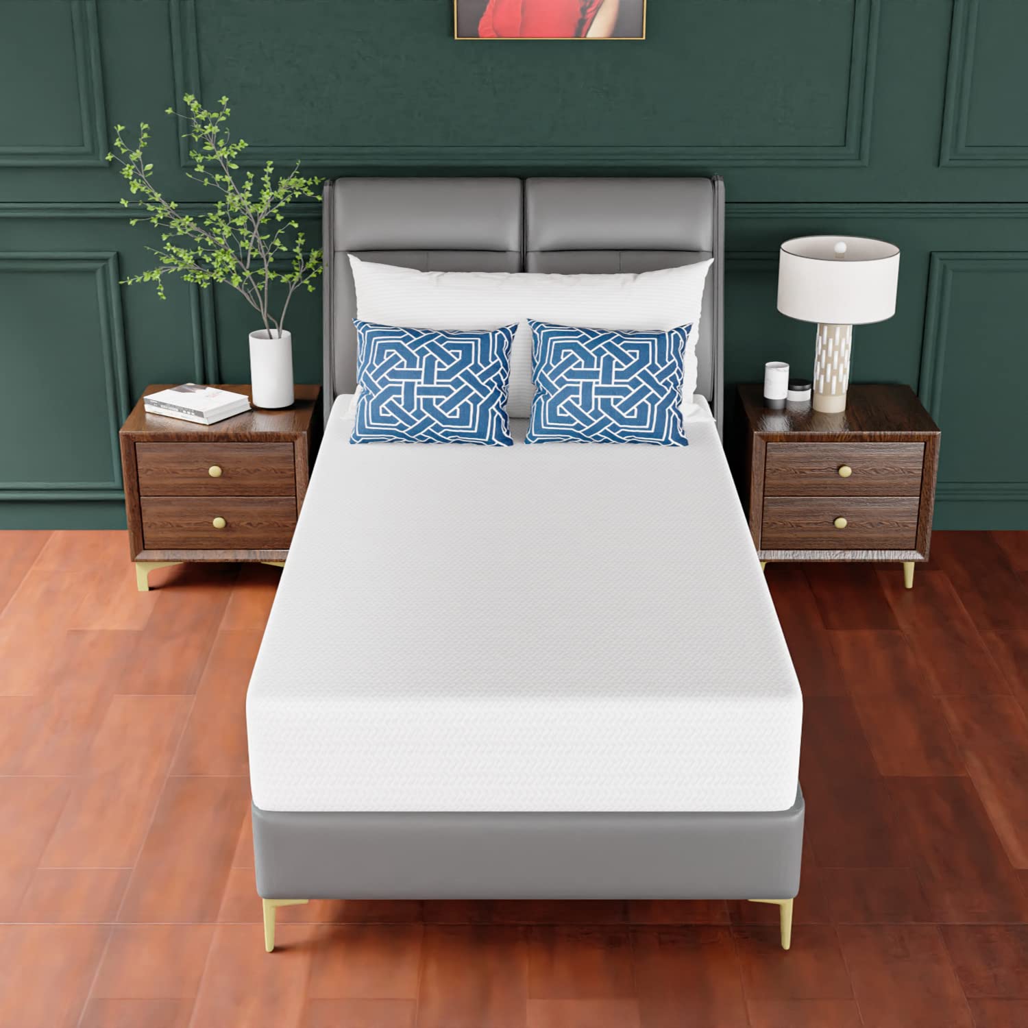 PayLessHere 10 Inch Twin Mattress Green Tea Memory Foam Mattress CertiPUR-US Certified,Medium-firm mattress,Removable Soft Cover,Fiberglass Free,Twin mattresses for Bed Frame, Bunk Bed, Trundle, White