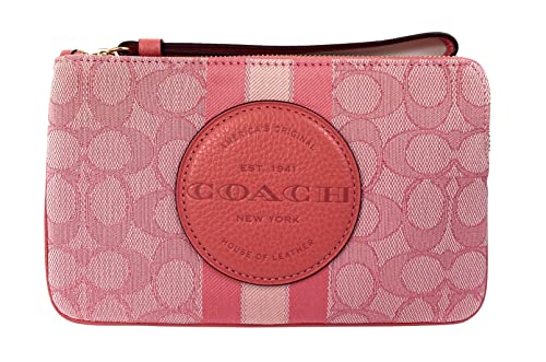 COACH Dempsey Large Corner Zip Wristlet In Signature Jacquard With Stripe Patch (IM/Taffy)