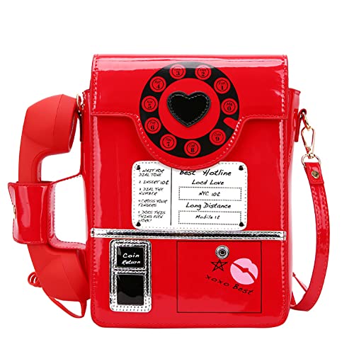 Fashion Crossbody Purse for Women, PU Leather Fun Shoulder Bag/Telephone Bag Personality Creative Bag Ladies Girls Tote Bag for Travel Photo (Red)