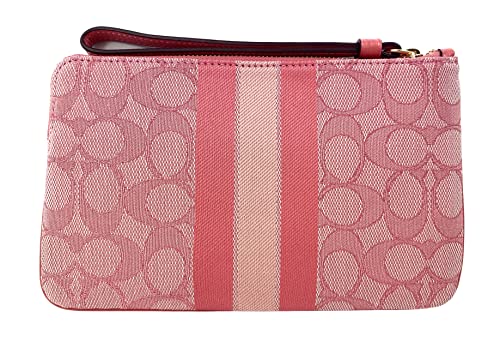 COACH Dempsey Large Corner Zip Wristlet In Signature Jacquard With Stripe Patch (IM/Taffy)