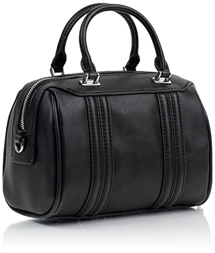 Calvin Klein Blake Top Zip Mini Satchel Crossbody, Black/Silver,One Size