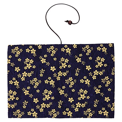 Didiseaon Cherry Blossom Notebook Cover A5 Fabric Book Sleeve Bronzing Floral Journal Cover Book Protector for Student Adult (Blue)