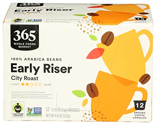 365 by Whole Foods Market, Coffee Early Riser City Roast Pods 12 Count, 4.6 Ounce