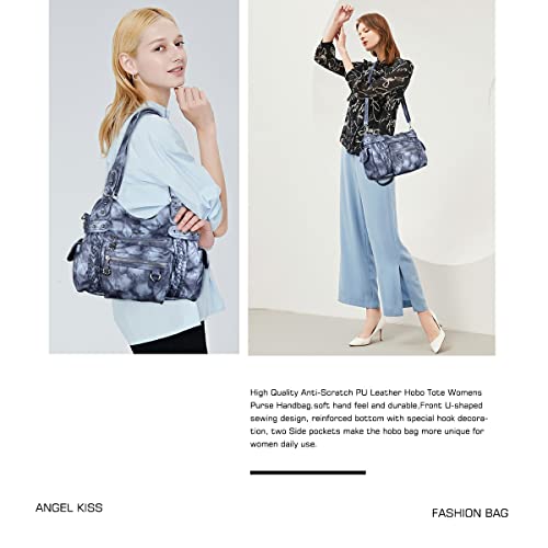 Angel Kiss Hobo Handbags for Women Soft PU Leather Shoulder Handbags Ladies Purses J.BLUE