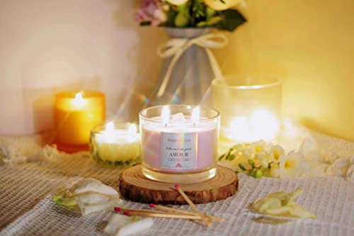 Impressive Natural Soy Rose& Freesia Candles for Home Scented, Medium Jar Candles, Candles Gift , 10.5oz 35Hour Burn Time 2-Wicks, Pink