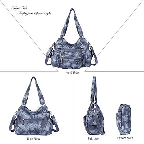 Angel Kiss Hobo Handbags for Women Soft PU Leather Shoulder Handbags Ladies Purses J.BLUE