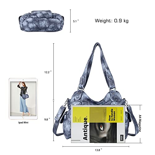 Angel Kiss Hobo Handbags for Women Soft PU Leather Shoulder Handbags Ladies Purses J.BLUE