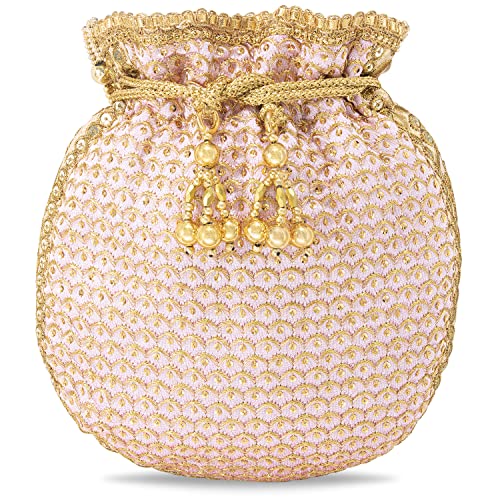 Aheli Indian Potli Bags for Women Evening Bag Clutch Ethnic Bride Purse with Drawstring (P30PCH)