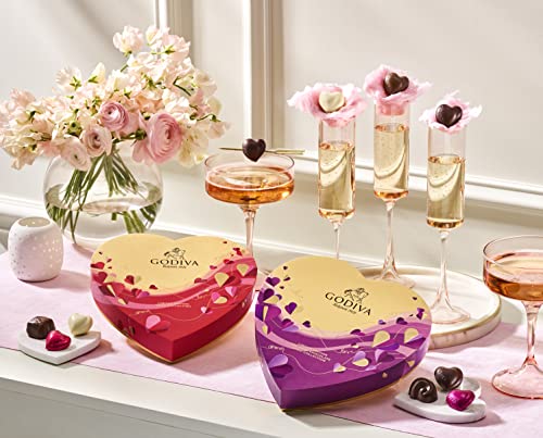 Godiva Chocolatier Chocolate Heart Valentine’s Gift Box - 14 Piece Assorted Milk, White and Dark Chocolate with Gourmet Fillings – Romantic Gift for Chocolate Lovers