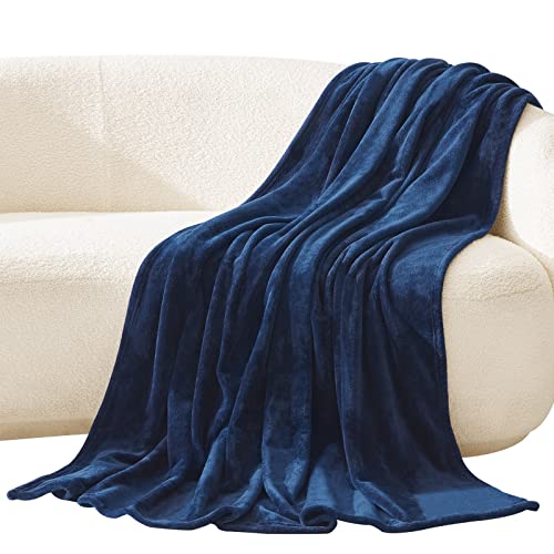 Lifewit Fleece Blanket Queen Size - Ultra Soft Throw Blanket - Fuzzy Warm Cozy Plush Reversible Microfiber Flannel Blanket for Sofa, Couch, Bed, Crib Stroller, Navy, 90" x 90"