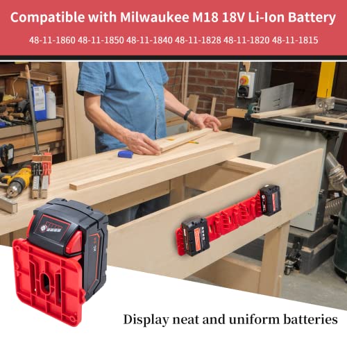 Crivnhar 5 Pack Battery Holder for Milwaukee M18 18V Battery Mounts Dock Holder Fit for M18 48-11-1815 48-11-1828 48-11-1850 48-11-1860 (w/10 Screws, No Battery)