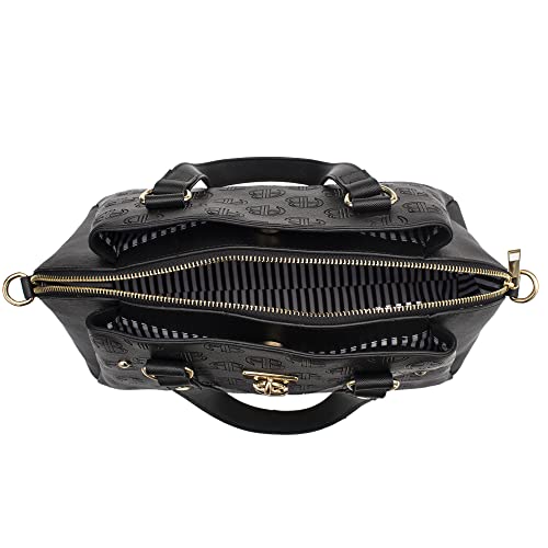 Alexis Bendel Women’s Saffiano Leather Embossed Top Handle Satchel Handbag W/Optional Crossbody Strap