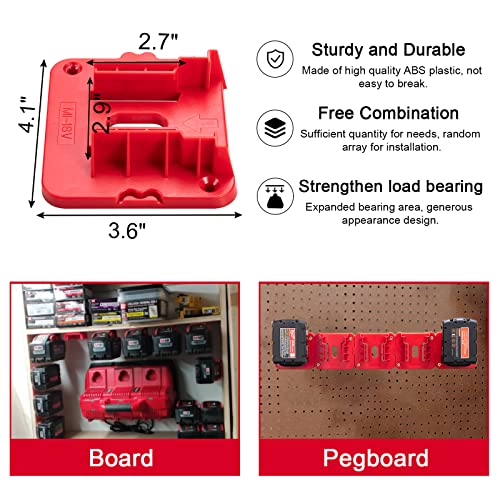 Crivnhar 5 Pack Battery Holder for Milwaukee M18 18V Battery Mounts Dock Holder Fit for M18 48-11-1815 48-11-1828 48-11-1850 48-11-1860 (w/10 Screws, No Battery)