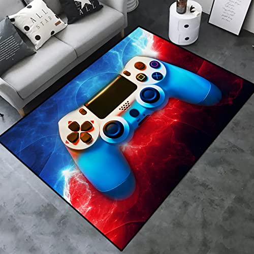 Large Video Gaming Carpets, Gamepad Controller Home Decor 3D Printed Gamer Area Rugs for Teen Boys Kids Playroom Bedroom, Anti-Slip Floor Carpet Yoga Mat, Crystal Velvet Sofa Rugs for Living Room