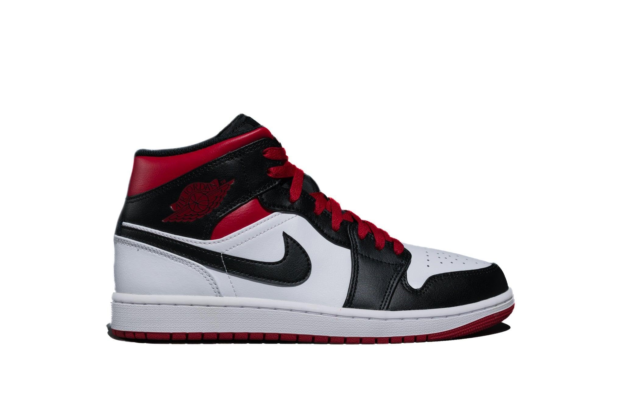 Jordan Men's 1 Mid White/Gym Red-Black (DQ8426 106) - 10
