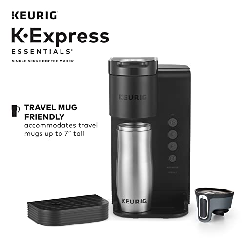 Keurig K-Express Essentials Black, Single Serve K-Cup Pod Coffee Maker - 3 Cup Sizes 6, 8, & 10oz, 36 OZ Removable Reservoir