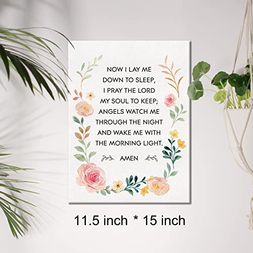 Bedtime Prayer Canvas Wall Art Motivational Christian Child's Prayer Canvas Print Scripture Bible Verse Painting Home Wall Decor Framed Nursery Baptism Gift 12x15 Inch