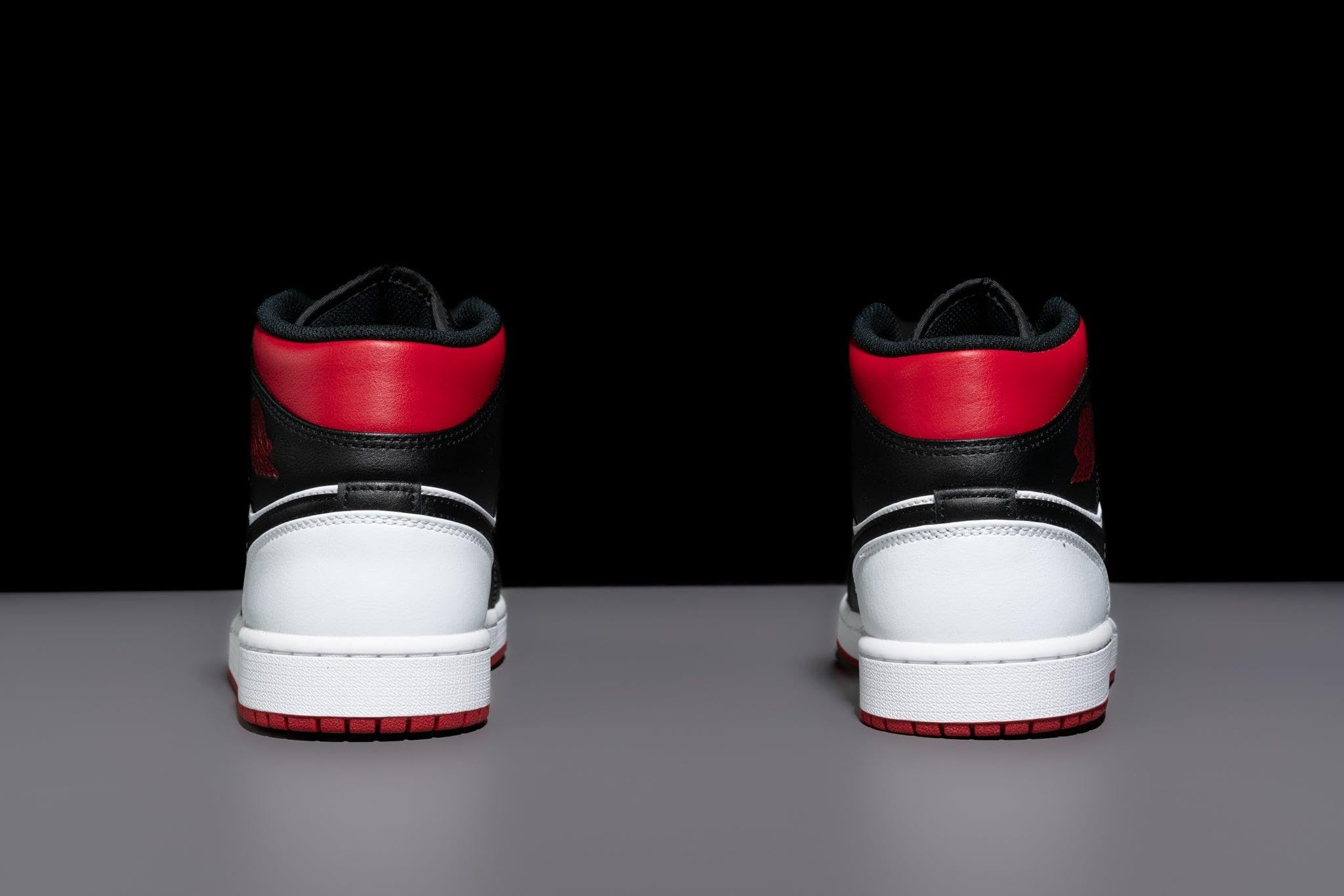 Jordan Men's 1 Mid White/Gym Red-Black (DQ8426 106) - 10